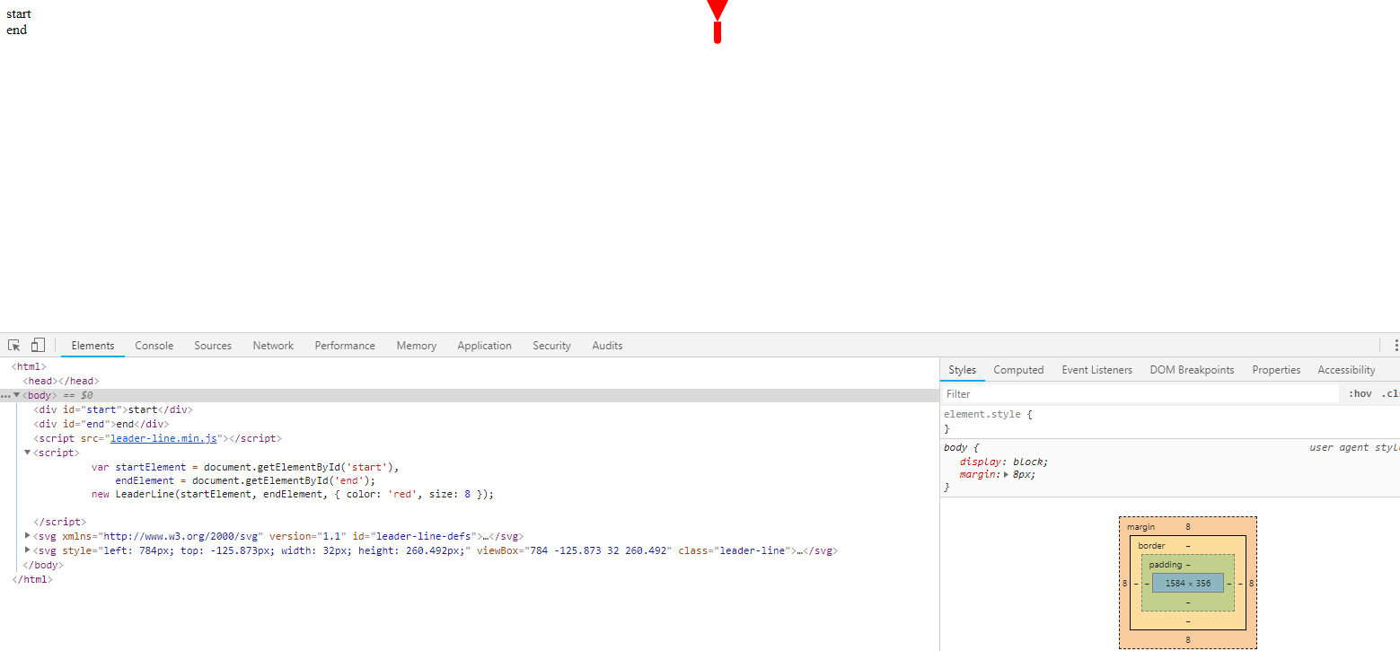 basic example issue - start/end missing · Issue #17 · anseki/leader-line · GitHub