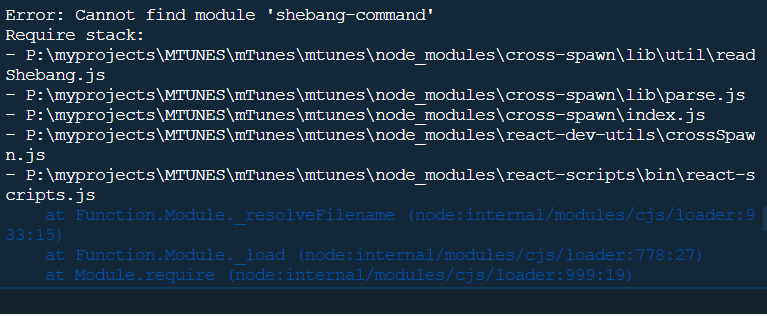 Error: Cannot find module 'shebang-command' · Issue #3058 · react-boilerplate/react-boilerplate ...