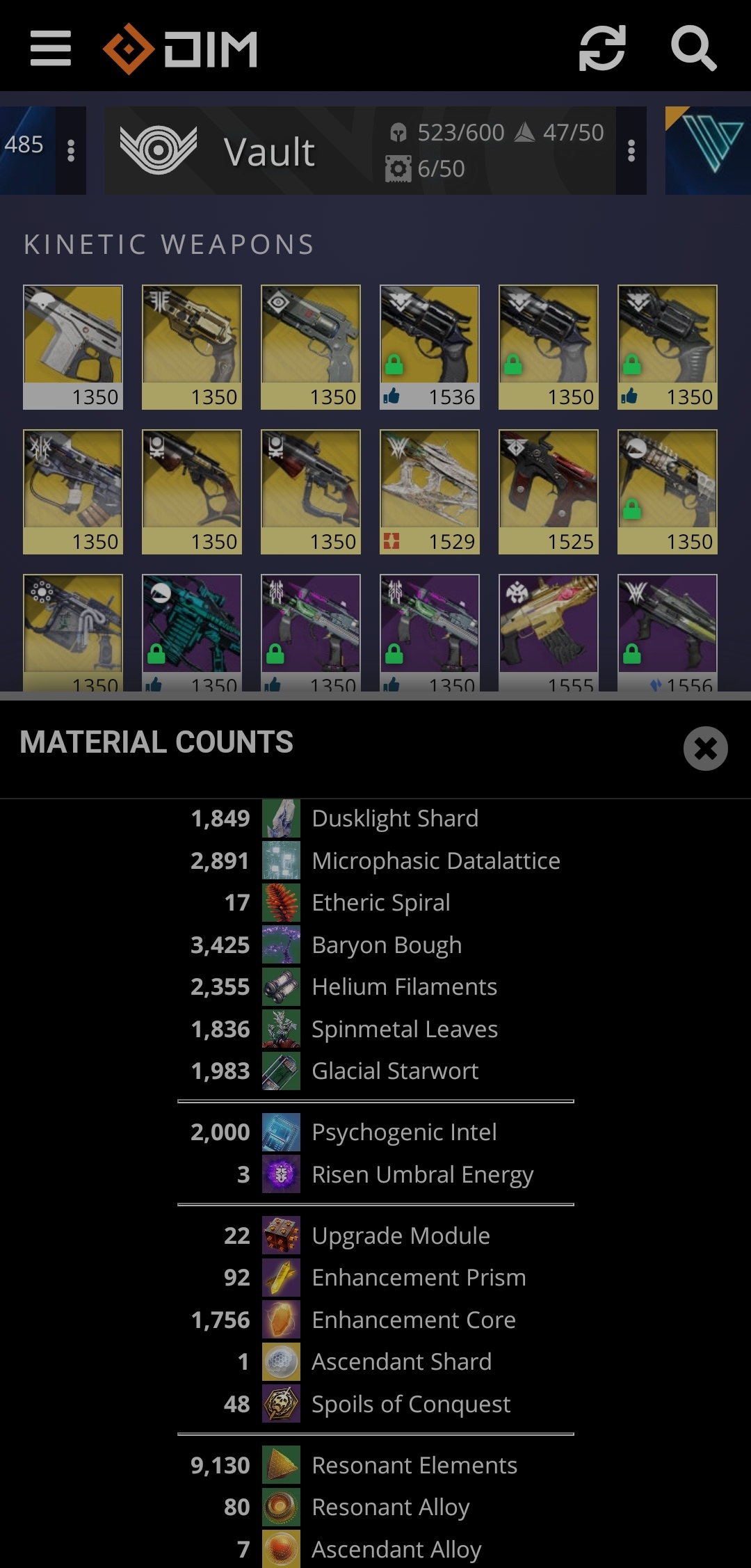 Mobile App Does Not Display Legendary Shard Count Outside The Vendor Tab · Issue 8431 