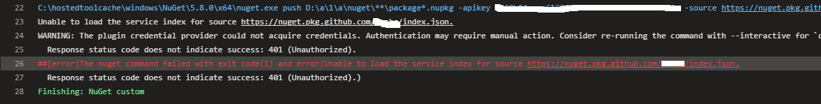 Nuget Push to GitHub Packages fails with 401 Unauthorized · Issue #14169 · microsoft/azure ...