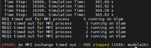 MPI exchange timed out - FDS stopped · Issue #10642 · firemodels/fds · GitHub