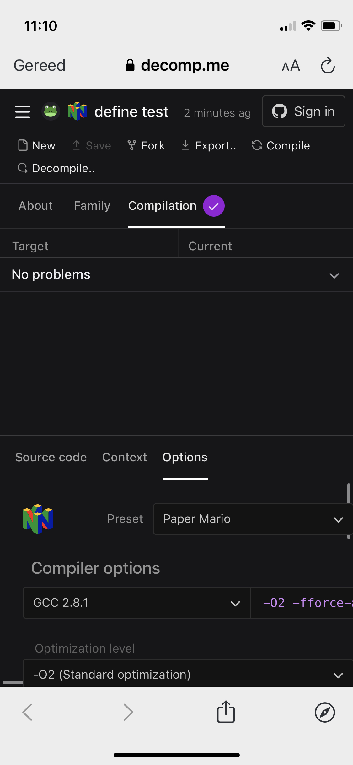 Compiler options panel is not horizontally responsive · Issue #680 · decompme/decomp.me · GitHub