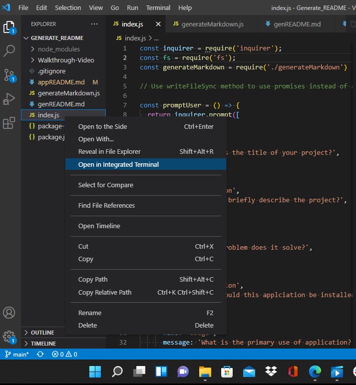 GitHub - TyGBenjamin/Generate_README: Using Node JS to generate README