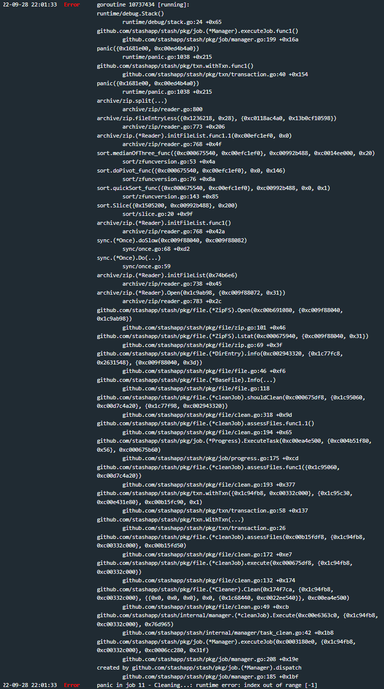 [Bug Report] "index out of range" Error when Cleaning Entire Library · Issue #2959 · stashapp ...