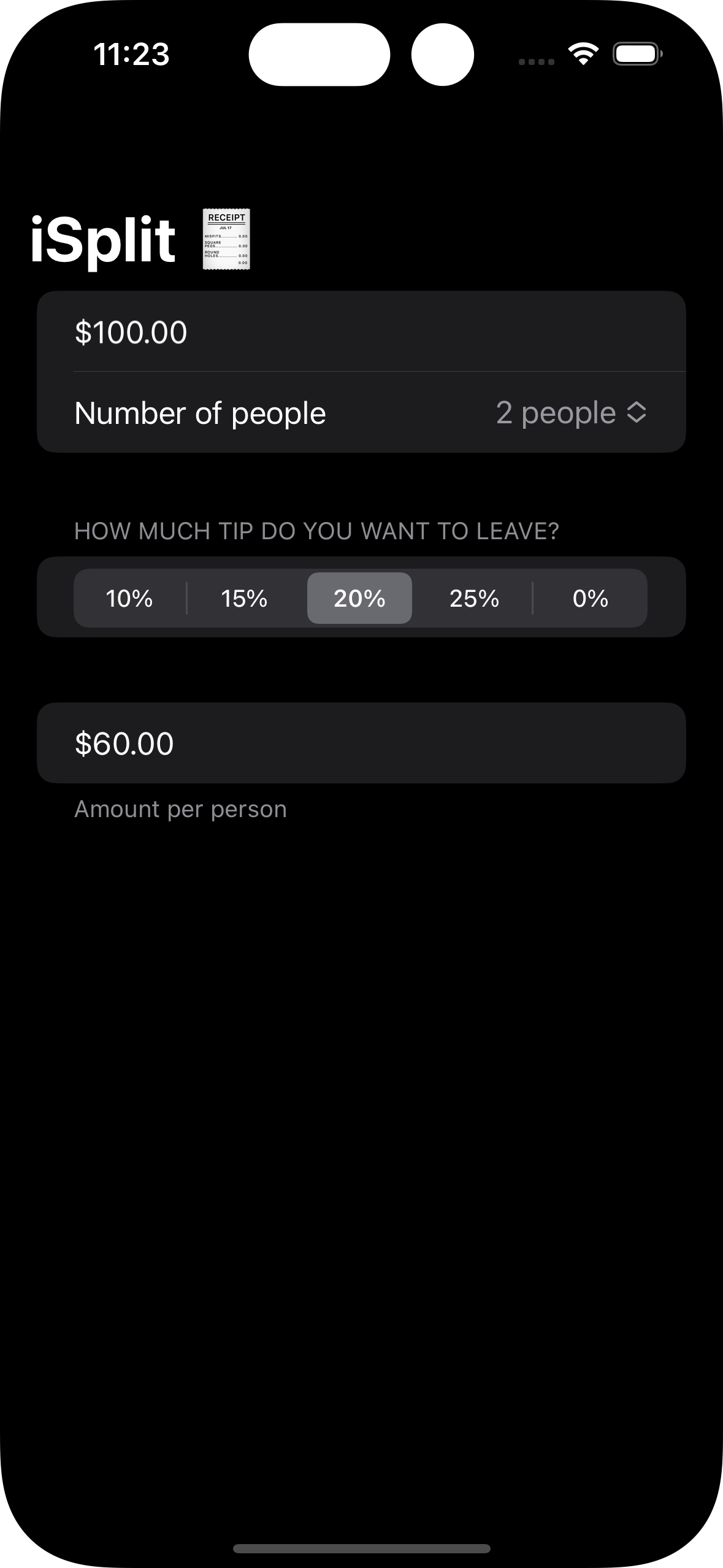 GitHub - v-novak/iSplit: First programming assignment from 100 Days of SwiftUI course