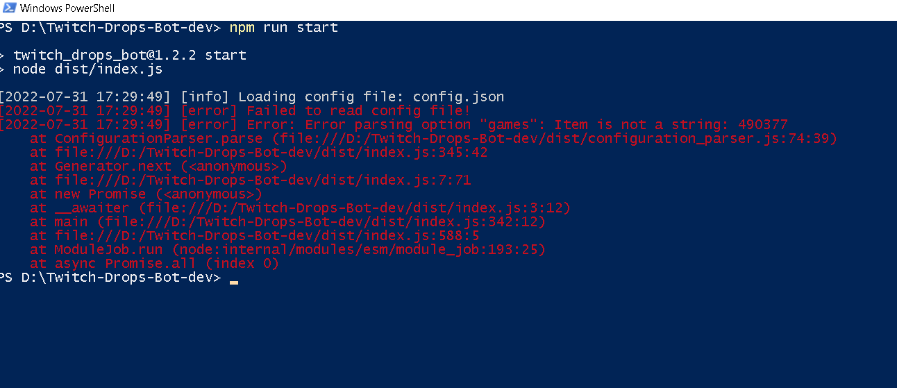 [Bug] bot not working · Issue #163 · TychoTheTaco/Twitch-Drops-Bot · GitHub