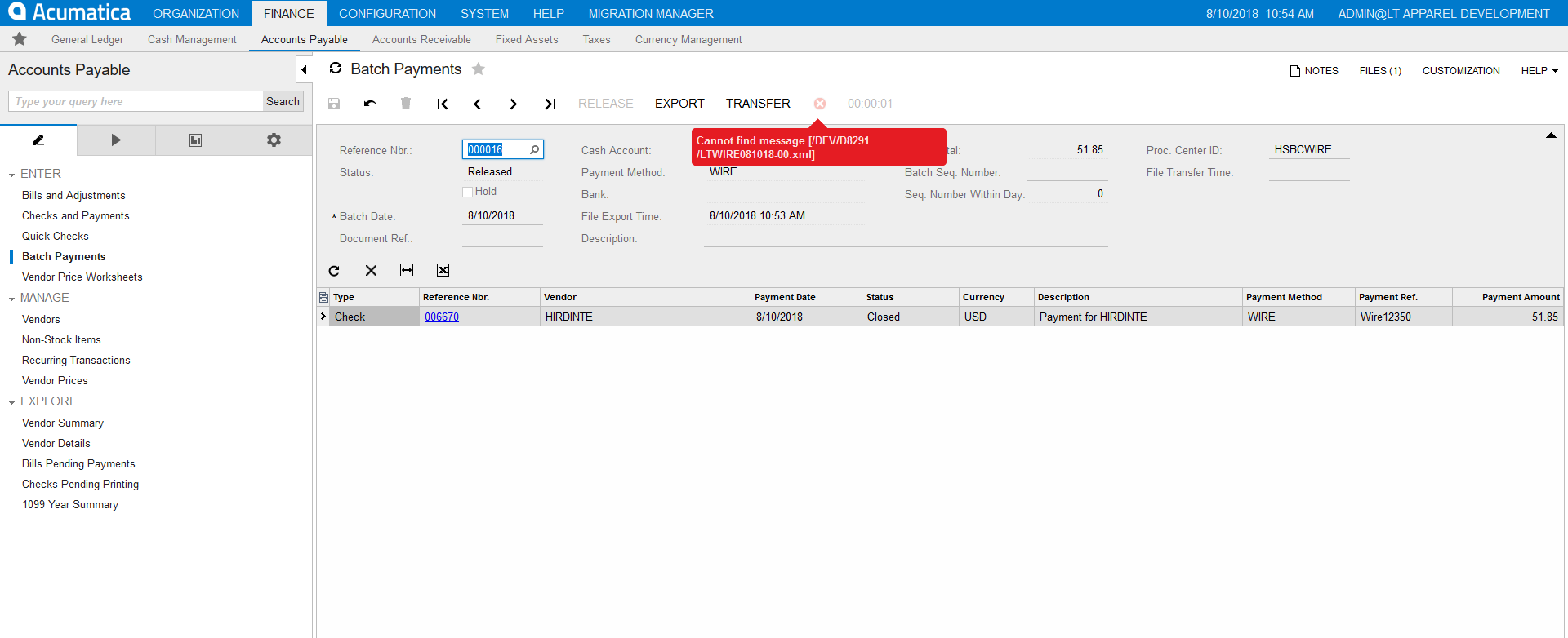 Cannot find message error during SFTP Upload · Issue #1 · Acumatica/BatchPaymentSFTPProvider ...