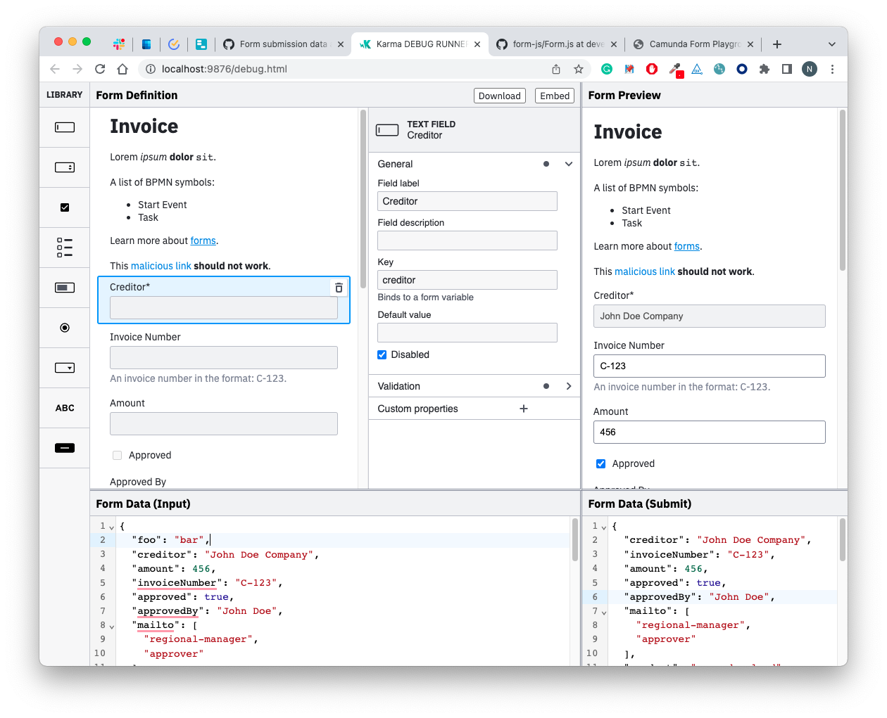 Form Submission Data And Playground Output Data Do Not Match · Issue 273 · Bpmn Ioform Js · Github