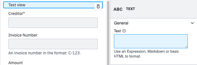 Allow specifying text view content via FEEL expression · Issue #436 · bpmn-io/form-js · GitHub