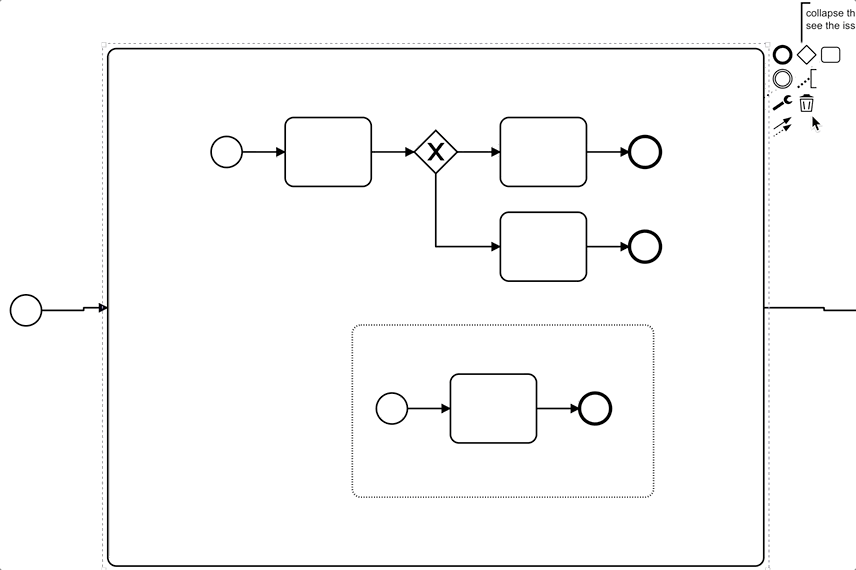 Cannot collapse an embedded subprocess that has an event based ...