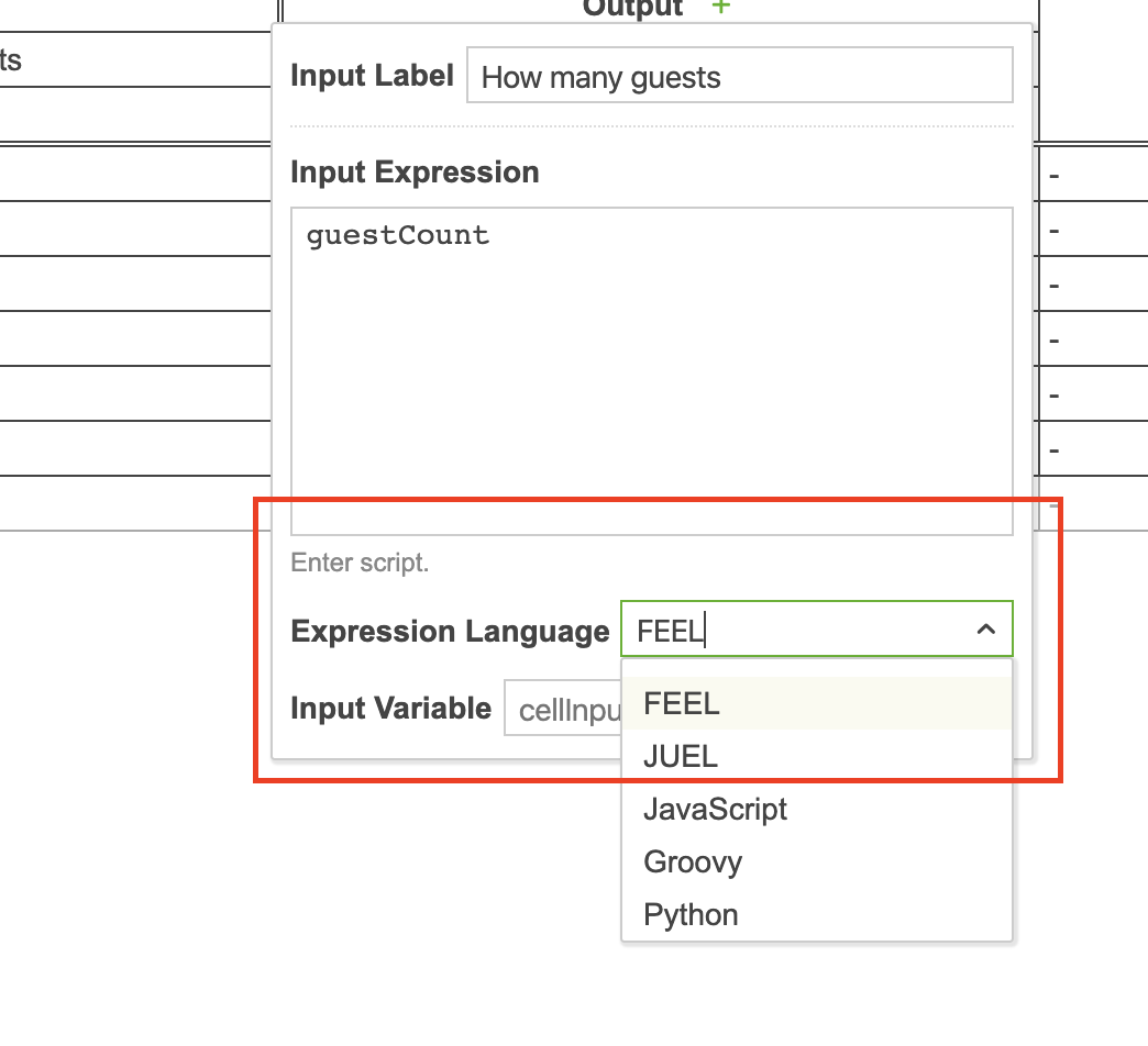 Default input expression language in header should not be FEEL · Issue #405 · bpmn-io/dmn-js ...