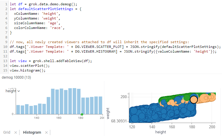 Viewers: Ability to specify default viewer settings for the dataframe · Issue #1395 · datagrok ...