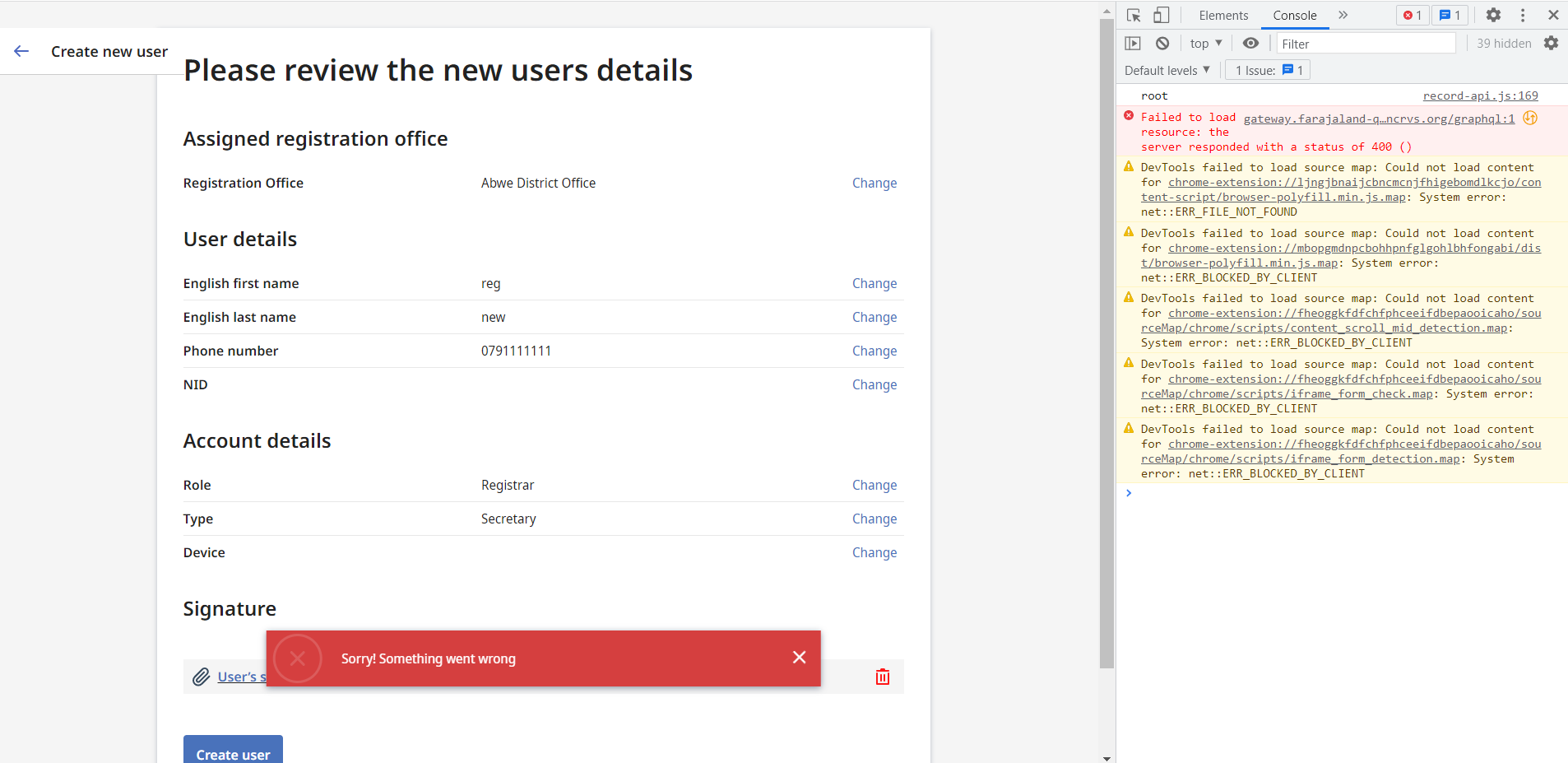 Cannot create a field agent, registrar & system admins in different locations · Issue #2791 ...