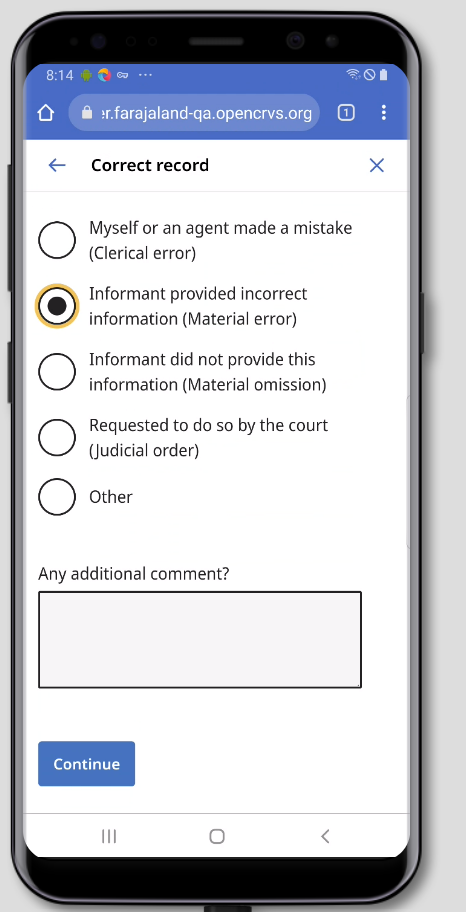 As a Registrar I want to give a reason for the change · Issue #2403 · opencrvs/opencrvs-core ...