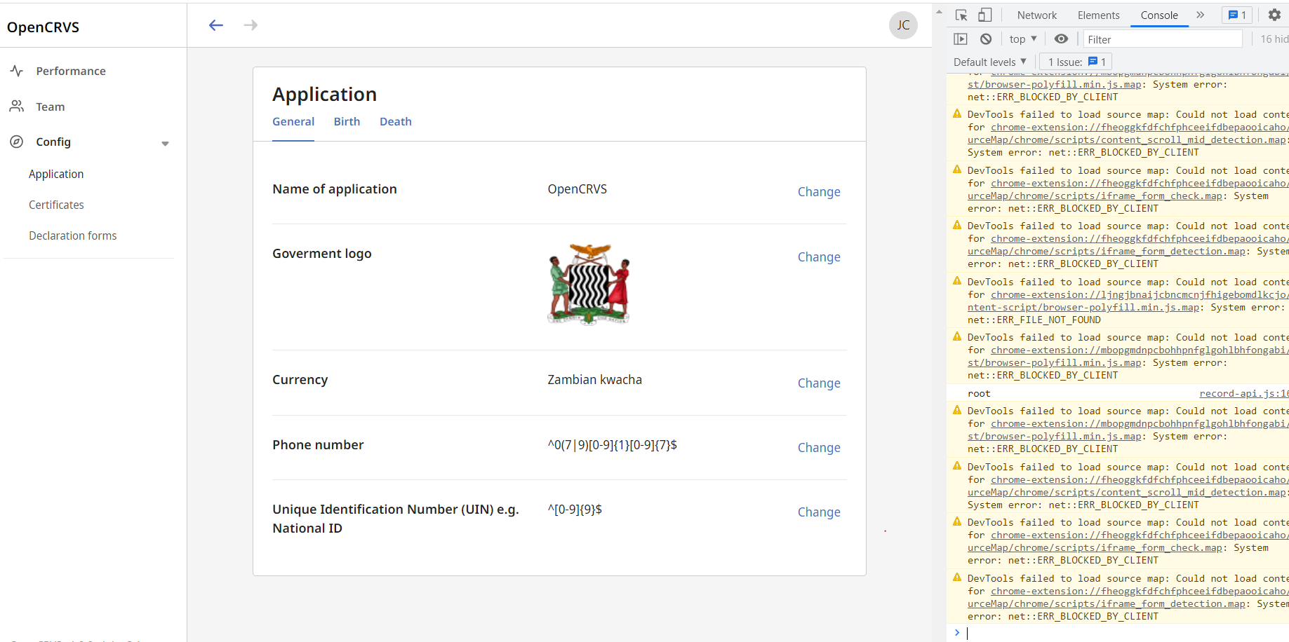System Crash when application config link clicked by system admin · Issue #3002 · opencrvs ...