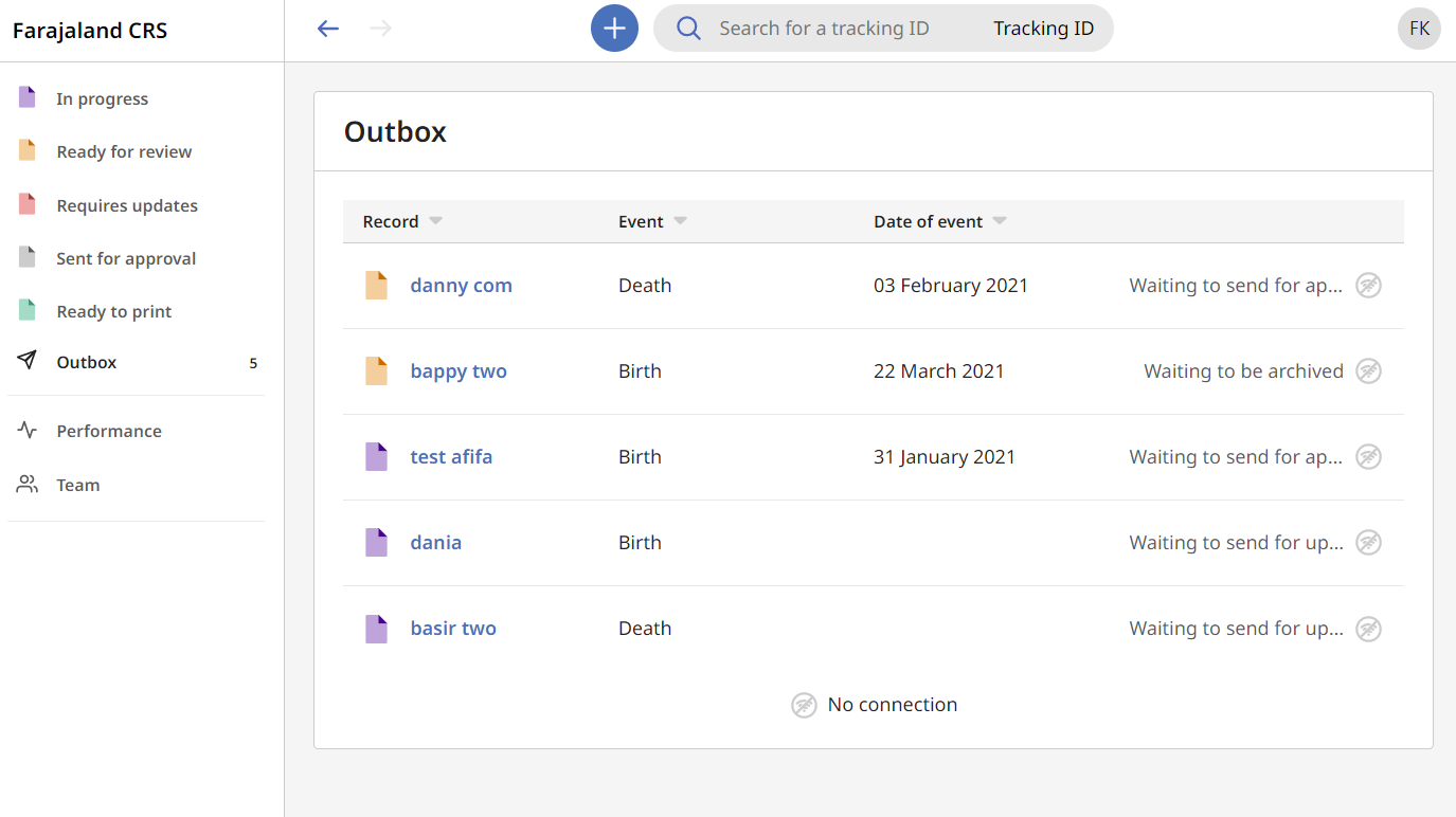 Outbox link on sidenav should show count of records being processed · Issue #3900 · opencrvs ...