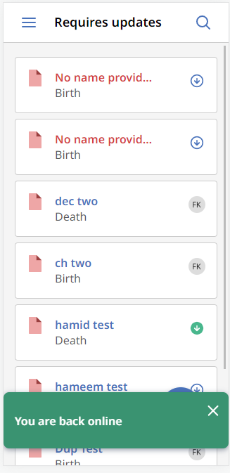 Notify user when they reconnect · Issue #4211 · opencrvs/opencrvs-core · GitHub