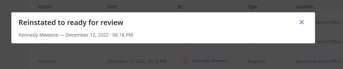 Reinstate action name not showing correctly · Issue #4311 · opencrvs/opencrvs-core · GitHub
