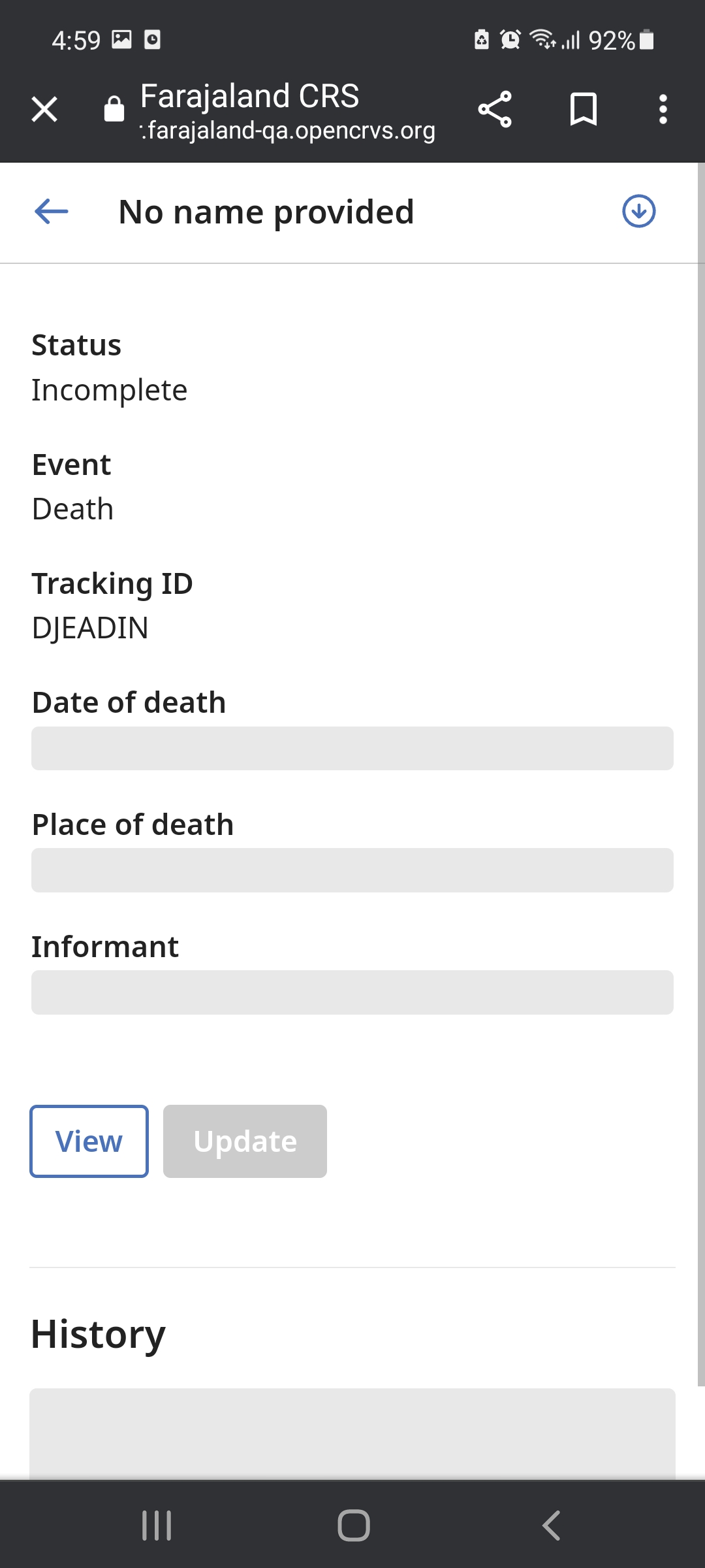 As a Reg Agent, Registrar or National Registrar, on mobile I would like to see the View button ...