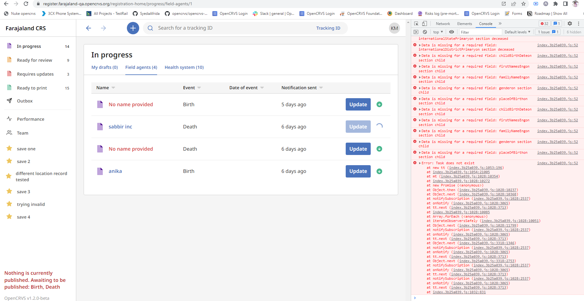 Unable to assign any in progress record and after that error occurred also to able to assign ...