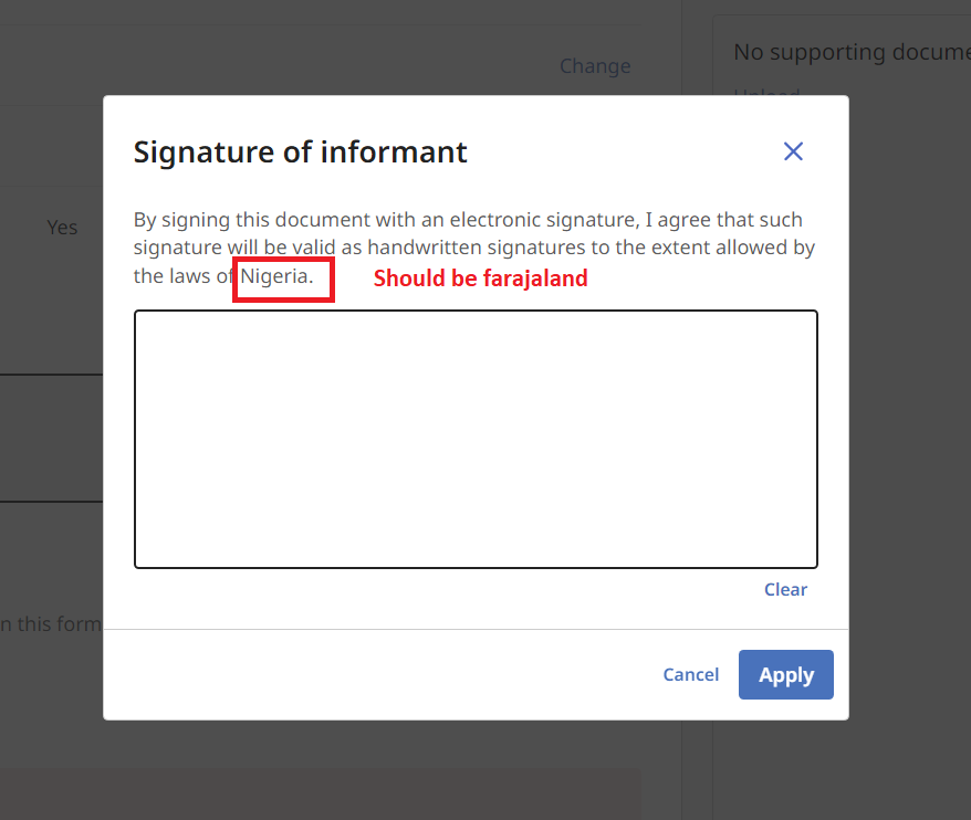 As an informant I want to confirm the details in the declaration form using a signature · Issue ...