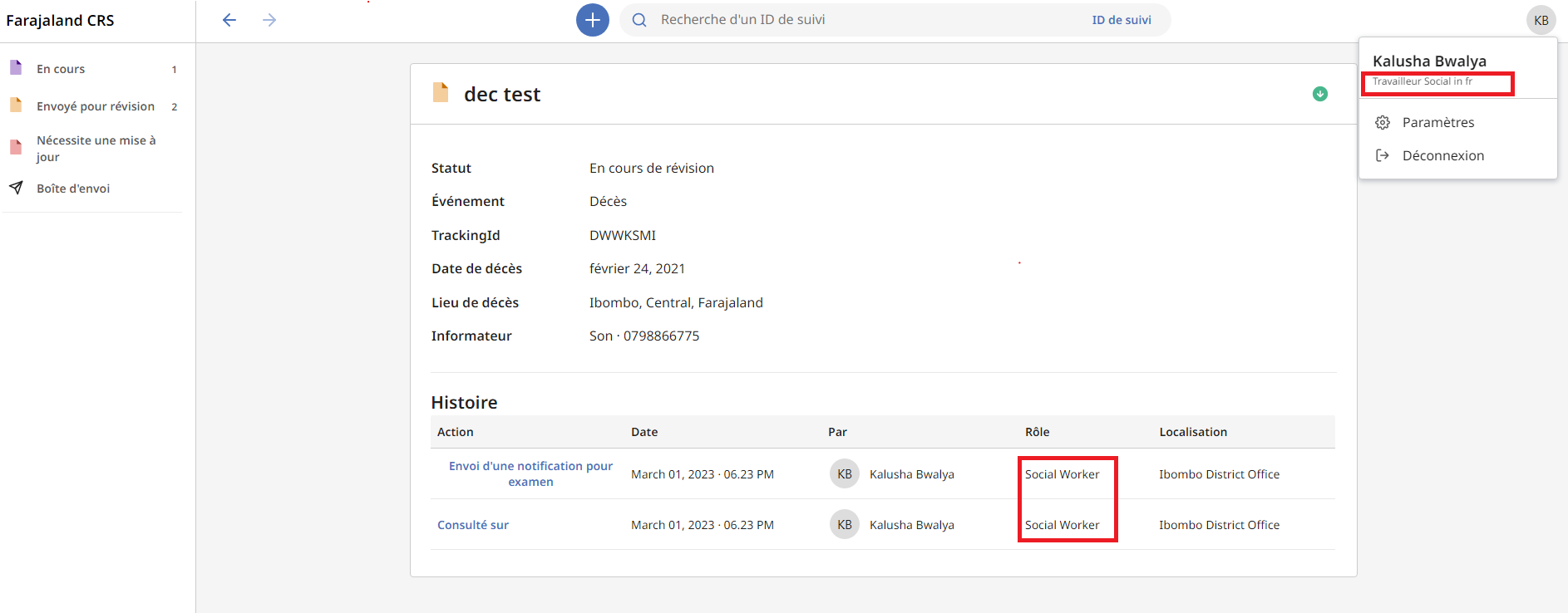 As A User I Want To See The Users Role When Auditing A Record Or User · Issue 4448 · Opencrvs 