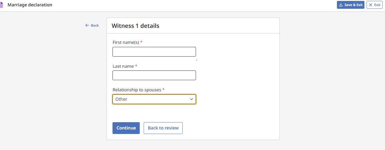 In Marriage Declaration When Relationship To Spouse Is Set To Others Show Show A Separate Edit