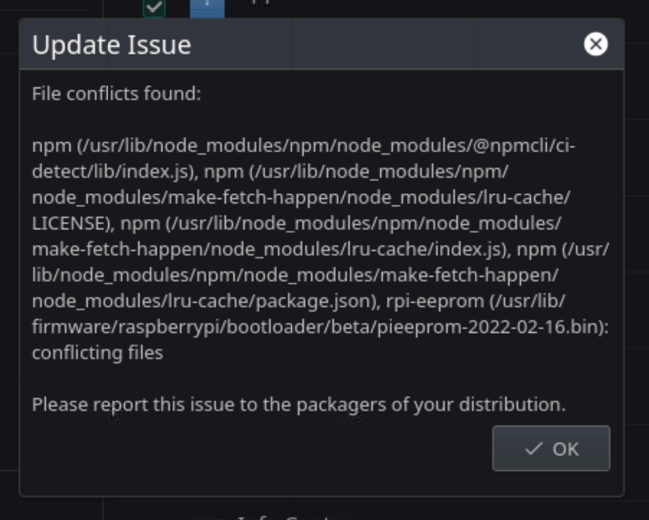 npm error message when updating manjaro-arm · Issue #4478 · npm/cli · GitHub