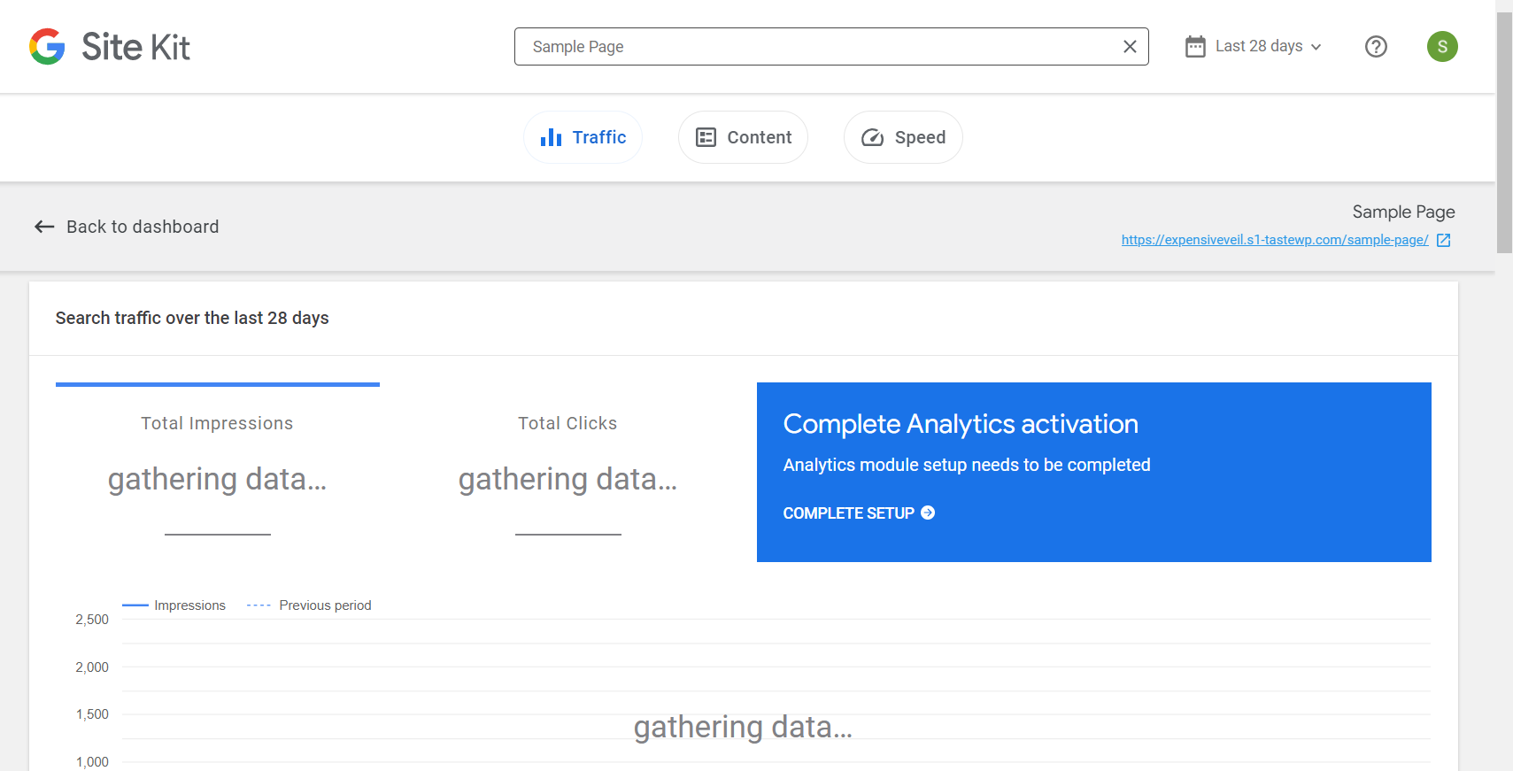Blue Box CTA shows to notify user to complete Analytics set up if user do not complete or cancel ...
