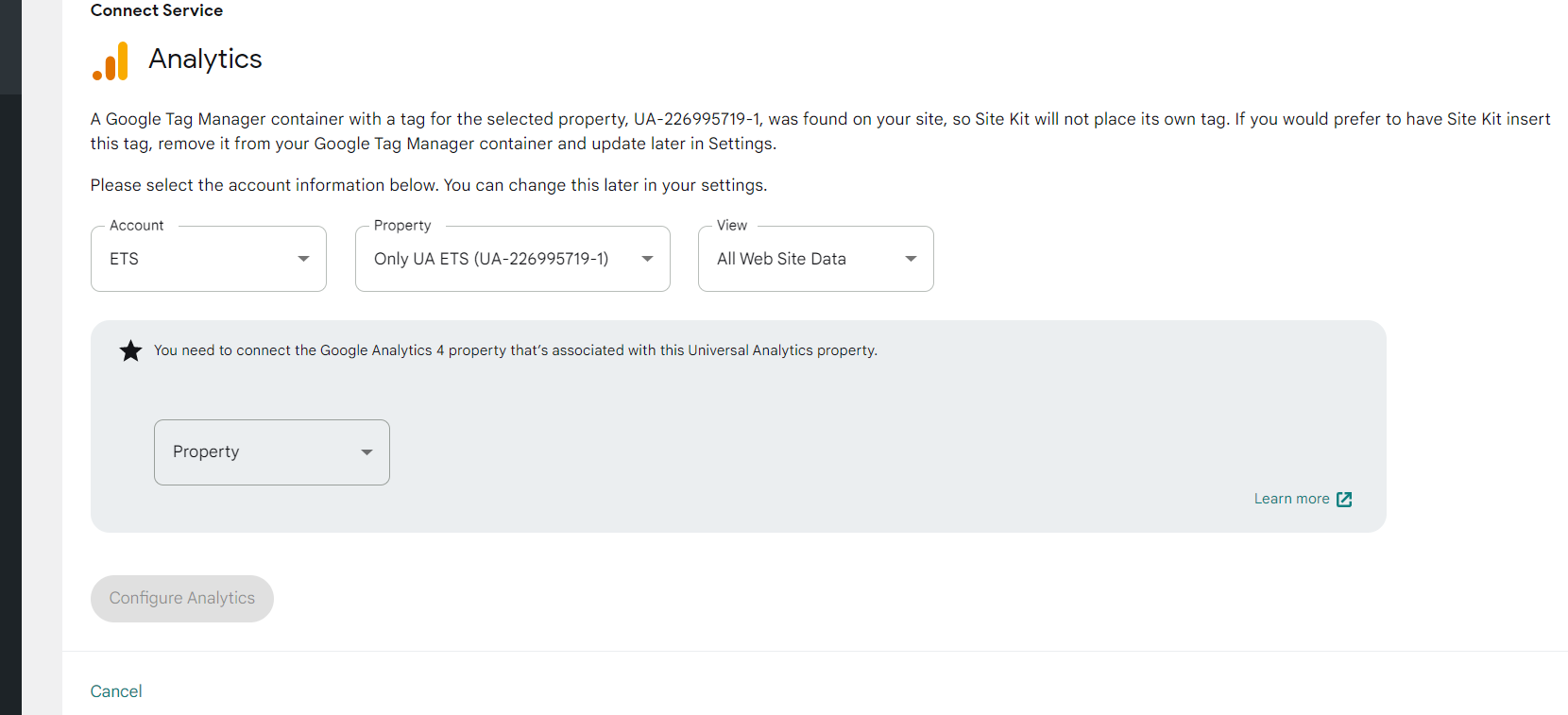 Update "An existing Google Tag Manager property was found on your site" message · Issue #5214 ...