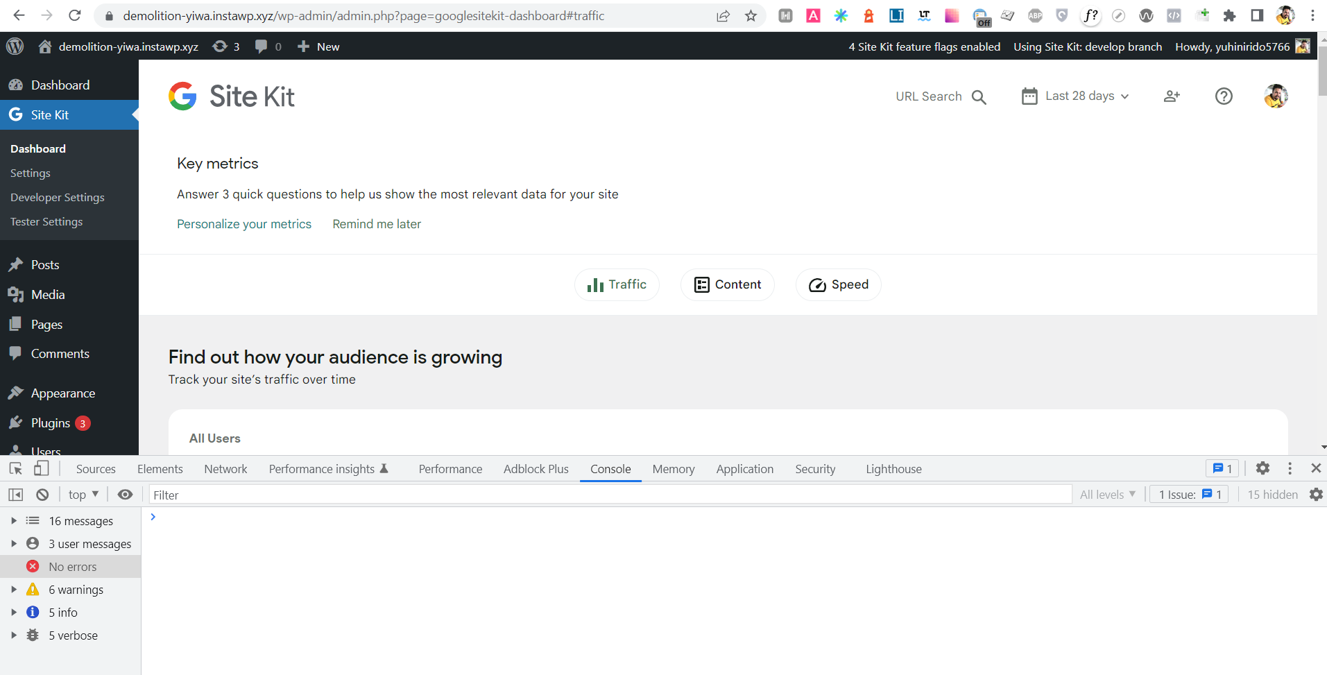 Console Error In Admin Settings When `userinput` Is Enabled And Analytics Module Is Not