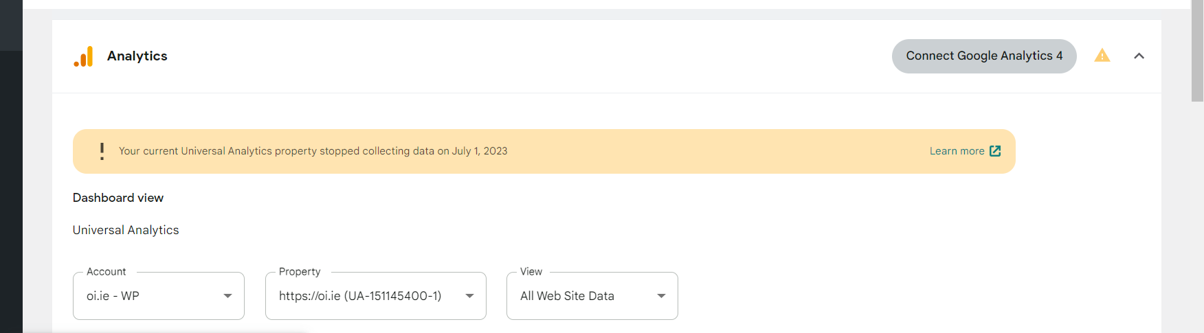Post UA cut off warning notice positions under settings view is not ...