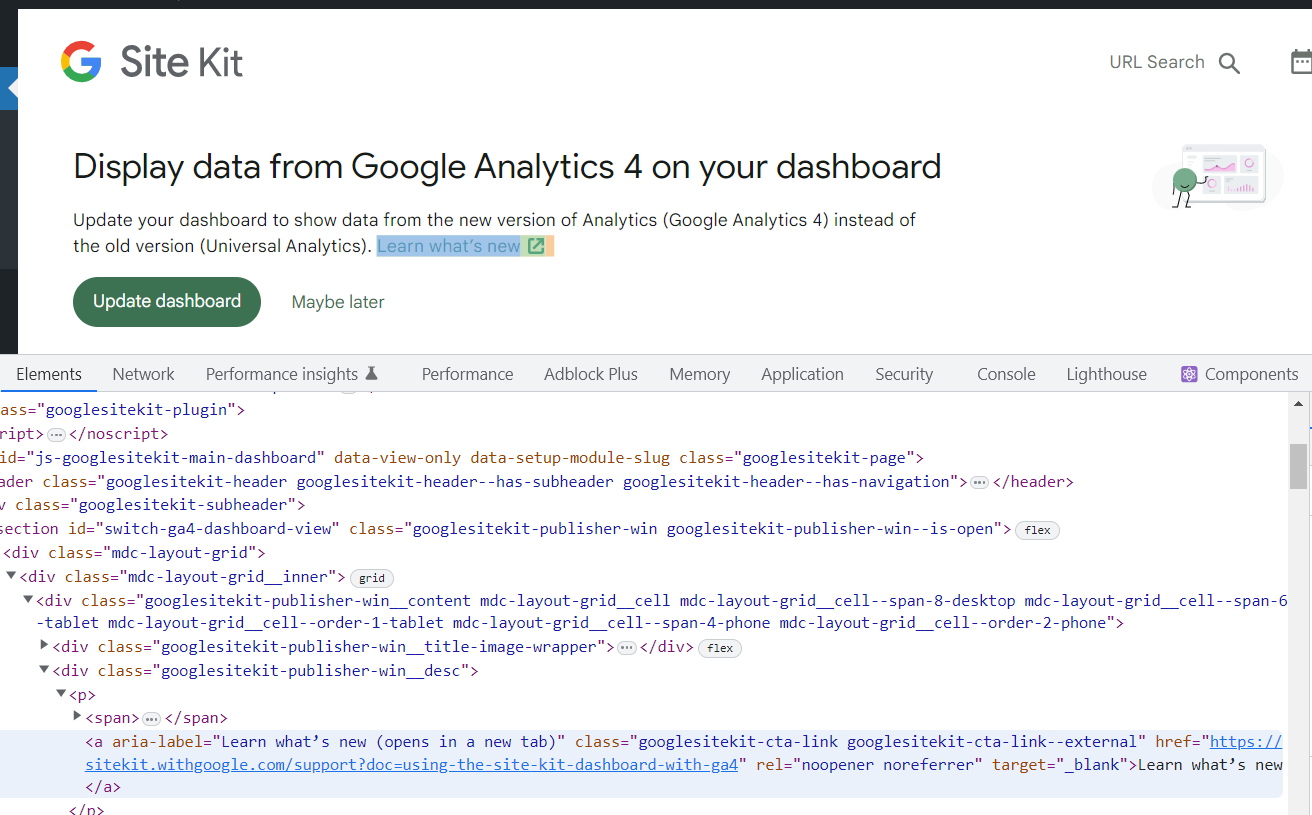 Update Learn what's new link on GA4 dashboard prompt banner · Issue #6928 · google/site-kit-wp ...