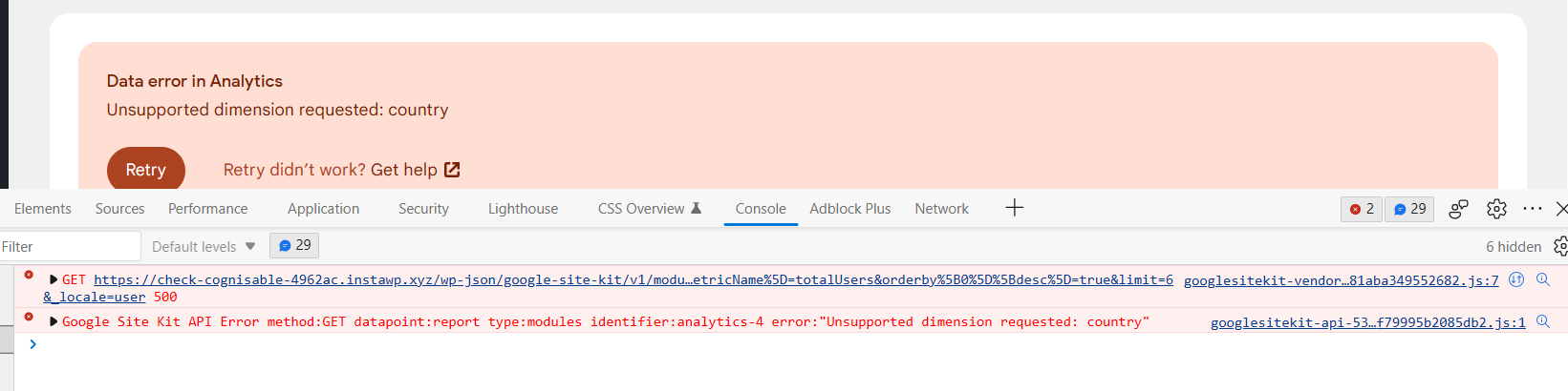 “Unsupported dimension” API error on view only dashboard and when secondary admin having access ...
