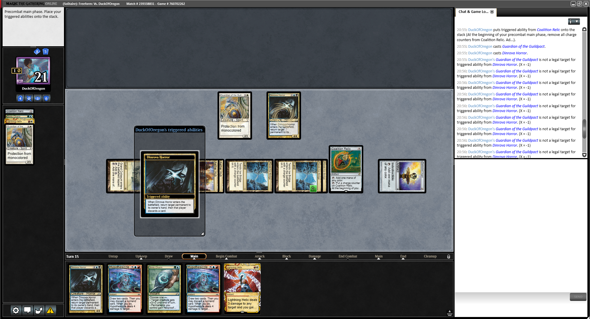 Guardian of the Guildpact is untargettable by the triggered abilities ...