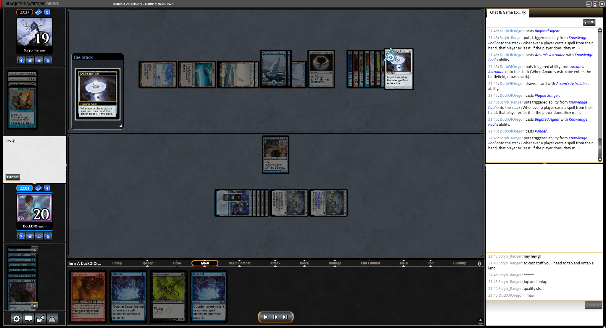 Knowledge Pool doesn't let you cast spells exiled under it unless you ...