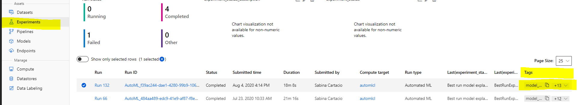 tags from AutoML runs don't show on the new portal · Issue #861 · Azure/MachineLearningNotebooks ...