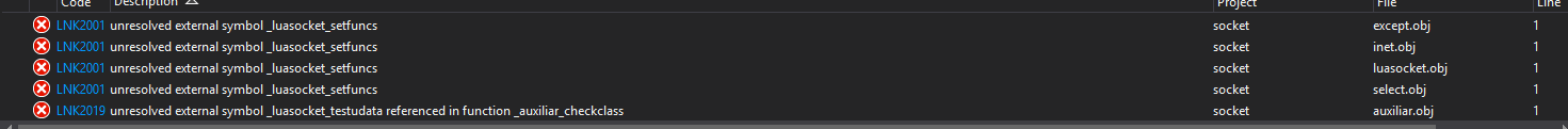 Visual studio 2017 link errors · Issue #287 · lunarmodules/luasocket · GitHub