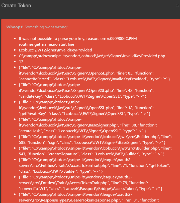 Error trying to generate API key. · Issue #7154 · grokability/snipe-it · GitHub