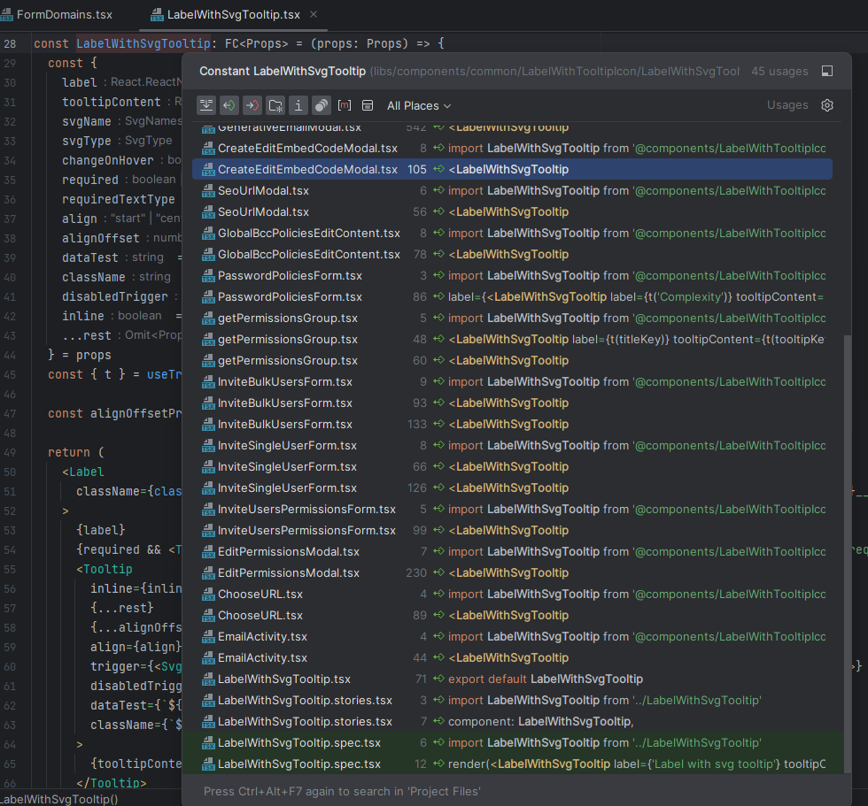 Can't find Component usage in the project · Issue #192547 · microsoft/vscode · GitHub