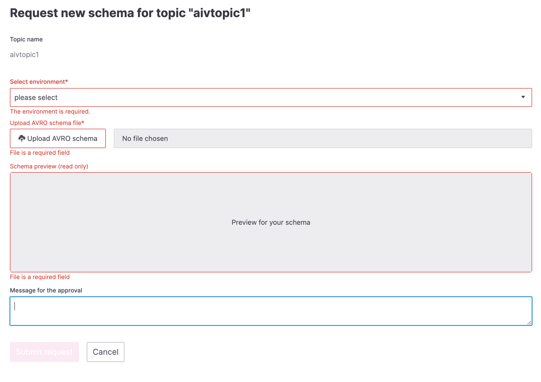 🪸 last check "Request new schema" view [epic 350] · Issue #373 · Aiven-Open/klaw · GitHub