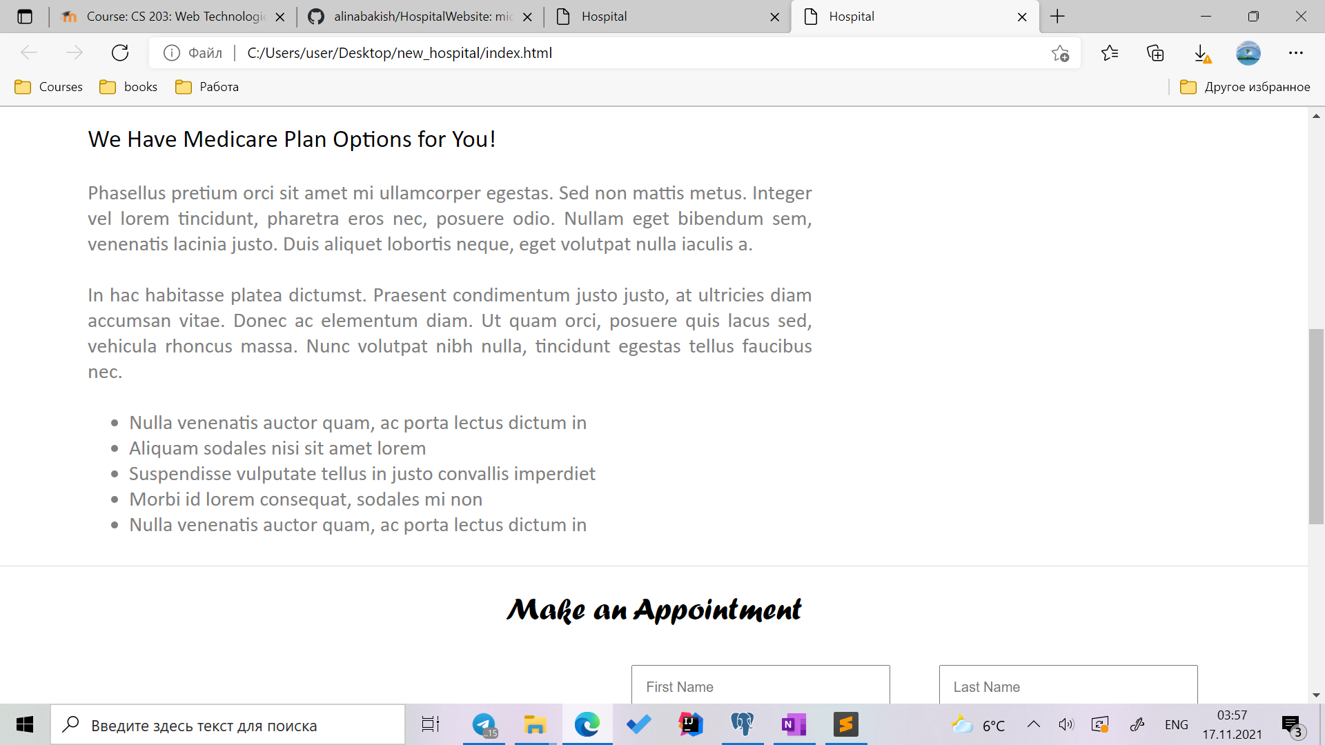 GitHub - alinabakish/HospitalWebsite: midproject