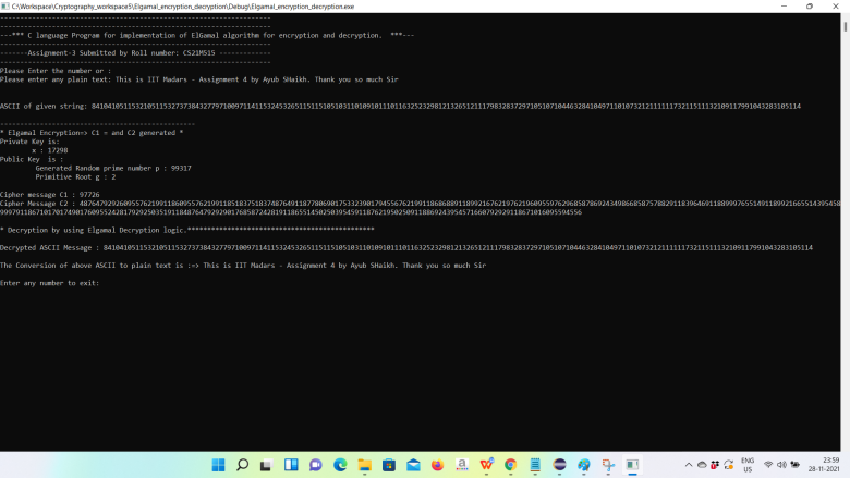 GitHub - AyubShaikhVahidoddin/Elgamal-Crypto-Assignment4: Elgamal Implementation