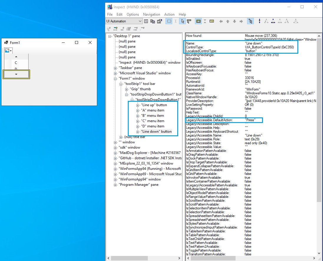 [Accessibility] Inspect: Cannot find toolStripScrollButtons in hierarchy of toolStripDropDown ...