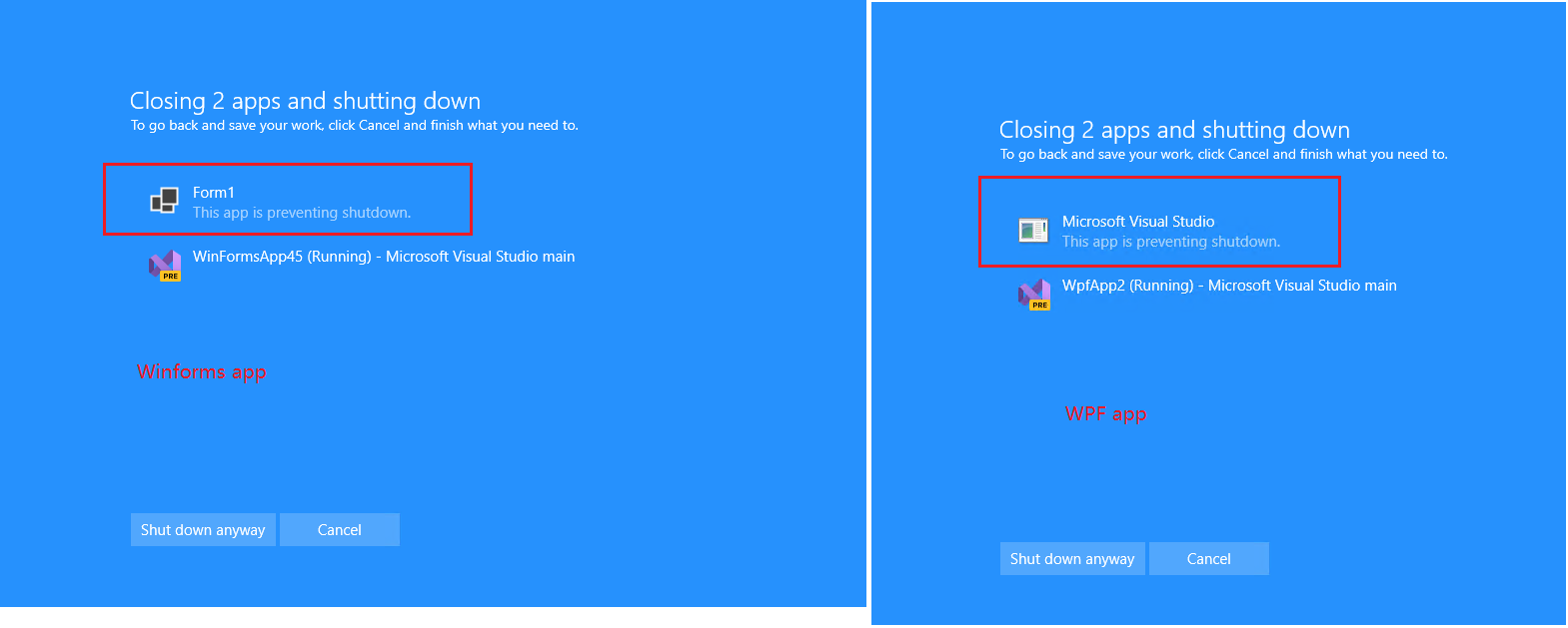 .NET 8.0 Preview 3 Winforms application doesn't quit on shutdown or logoff · Issue #9210 ...