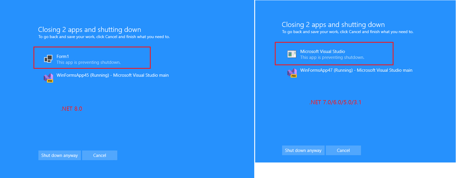 .NET 8.0 Preview 3 Winforms application doesn't quit on shutdown or logoff · Issue #9210 ...