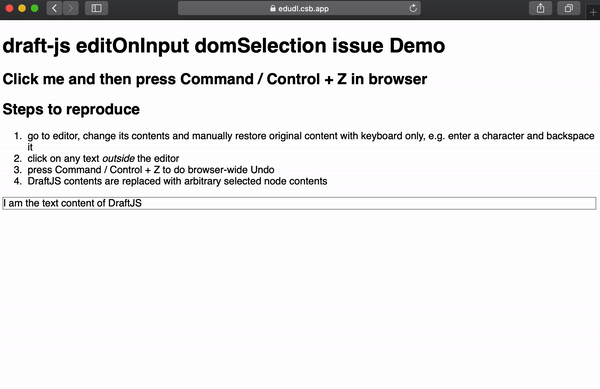 Editor Contents are replaced with Arbitrary Data on browser Undo action (editOnInput & DOM ...