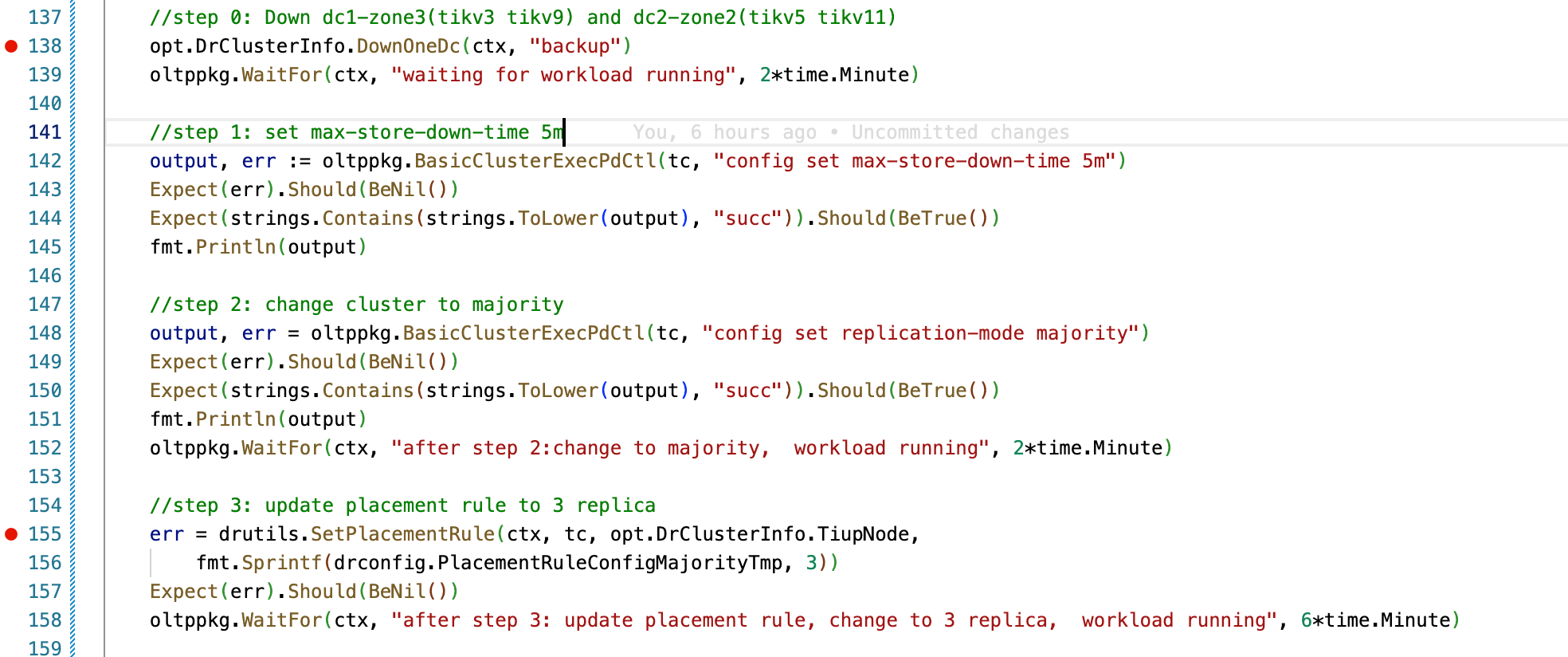 Change placement rule from 5 replicas to 3 replicas with some tikv down, tpcc report error ...