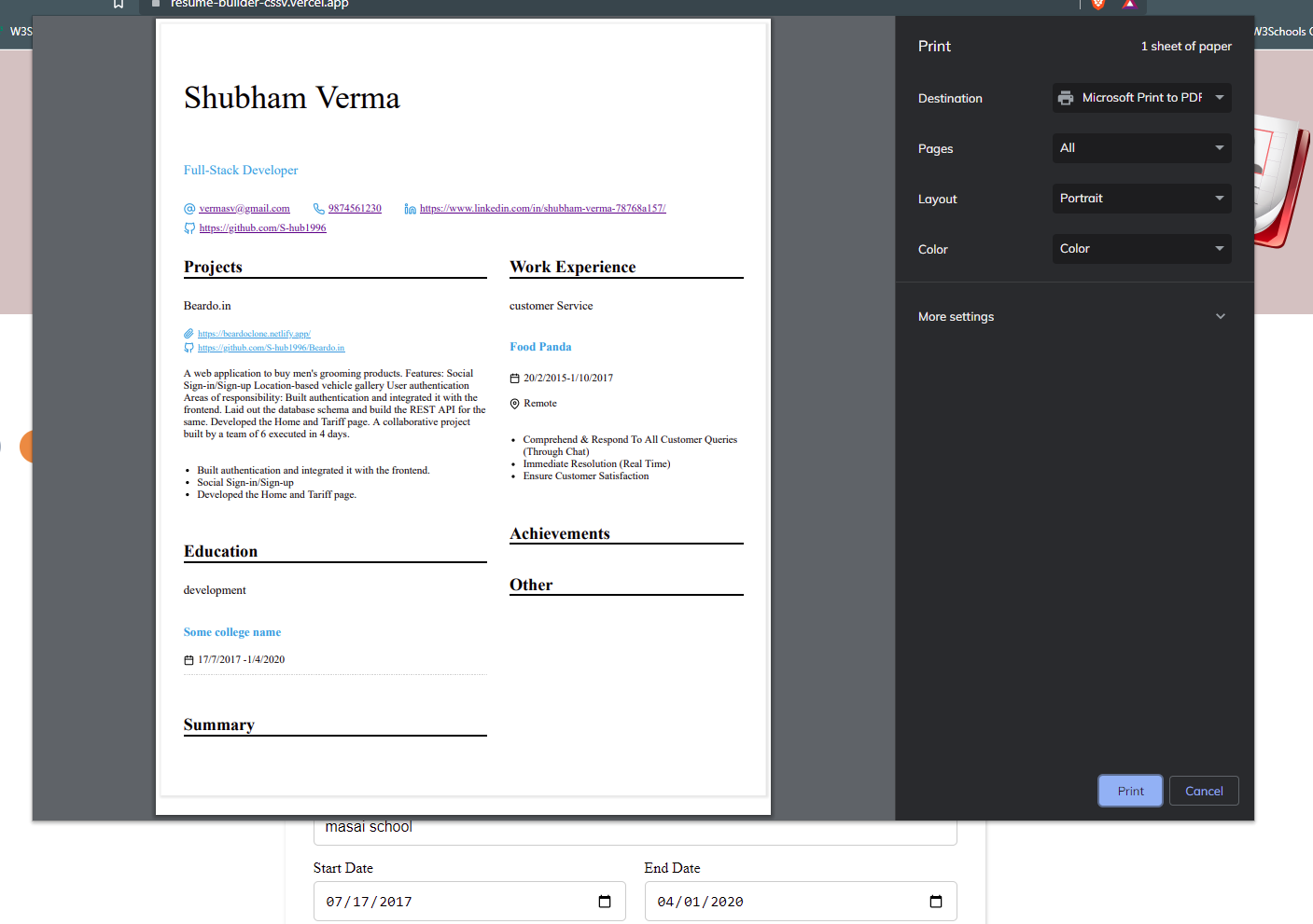 GitHub - S-hub1996/ResumeBuilder: Resume Builder App with React JS and redux