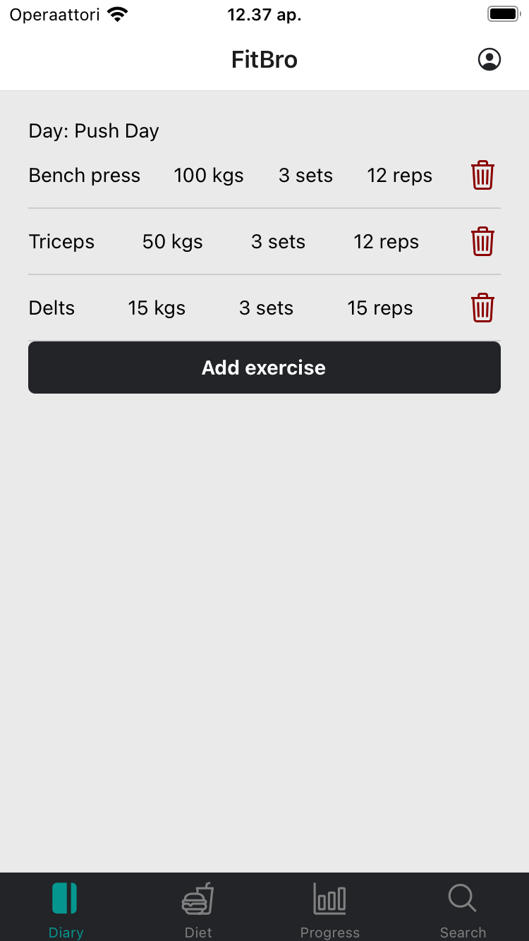 GitHub - aarokkeli/FitBro: Project | Mobile programming course
